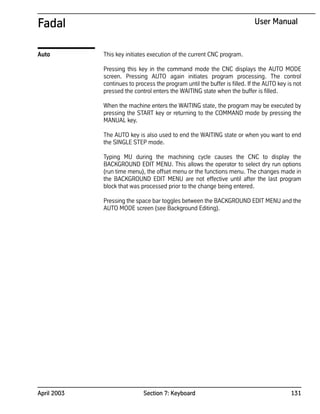 Fadal Keyboard User Manual | PDF