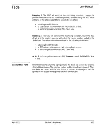 Fadal Keyboard User Manual | PDF