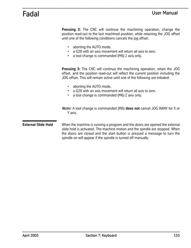 Fadal Keyboard User Manual | PDF