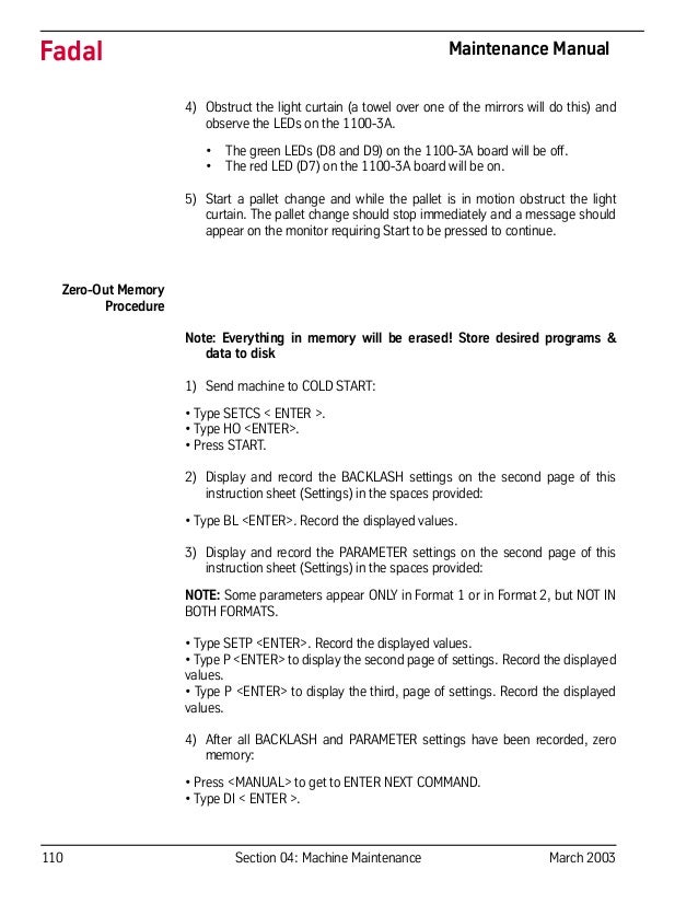 Fadal machine maintenance manual | PDF