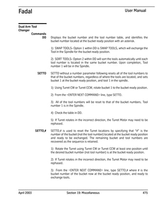 Fadal Miscellaneous User Manual | PDF