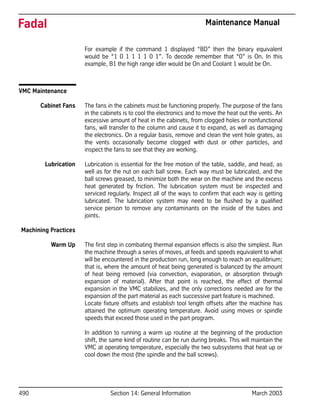Fadal Part General Information - Maintenance Manual | PDF