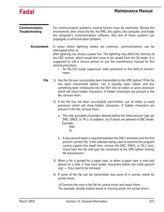 Fadal Part General Information - Maintenance Manual | PDF