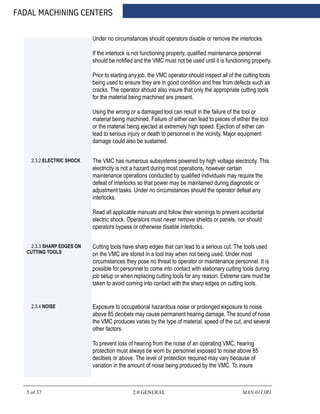 ITSCNC Fadal Safety Section CNC Machine Manual | PDF