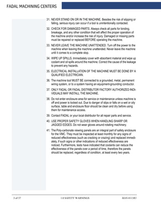 Fadal Safety Section CNC Machine Manual - ITSCNC | PDF