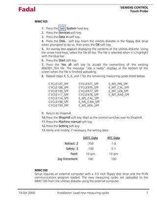 Fadal Siemens Control Touch Probe Manual | PDF
