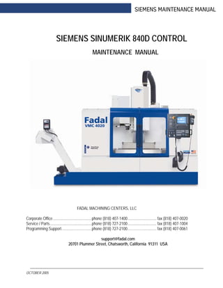 Fadal Siemens Maintenance Manual | PDF