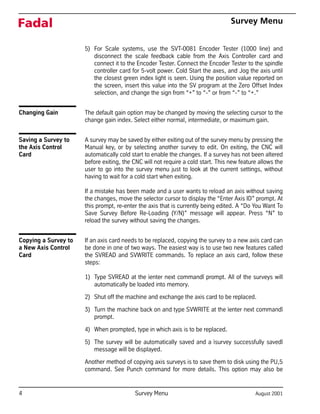 Fadal Survey Menu Manual | PDF