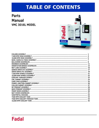 Fadal VMC 3016L MODEL Parts Manual | PDF