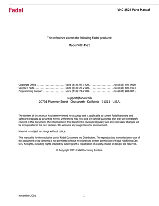 Fadal VMC 4525 MODEL Parts Manual | PDF