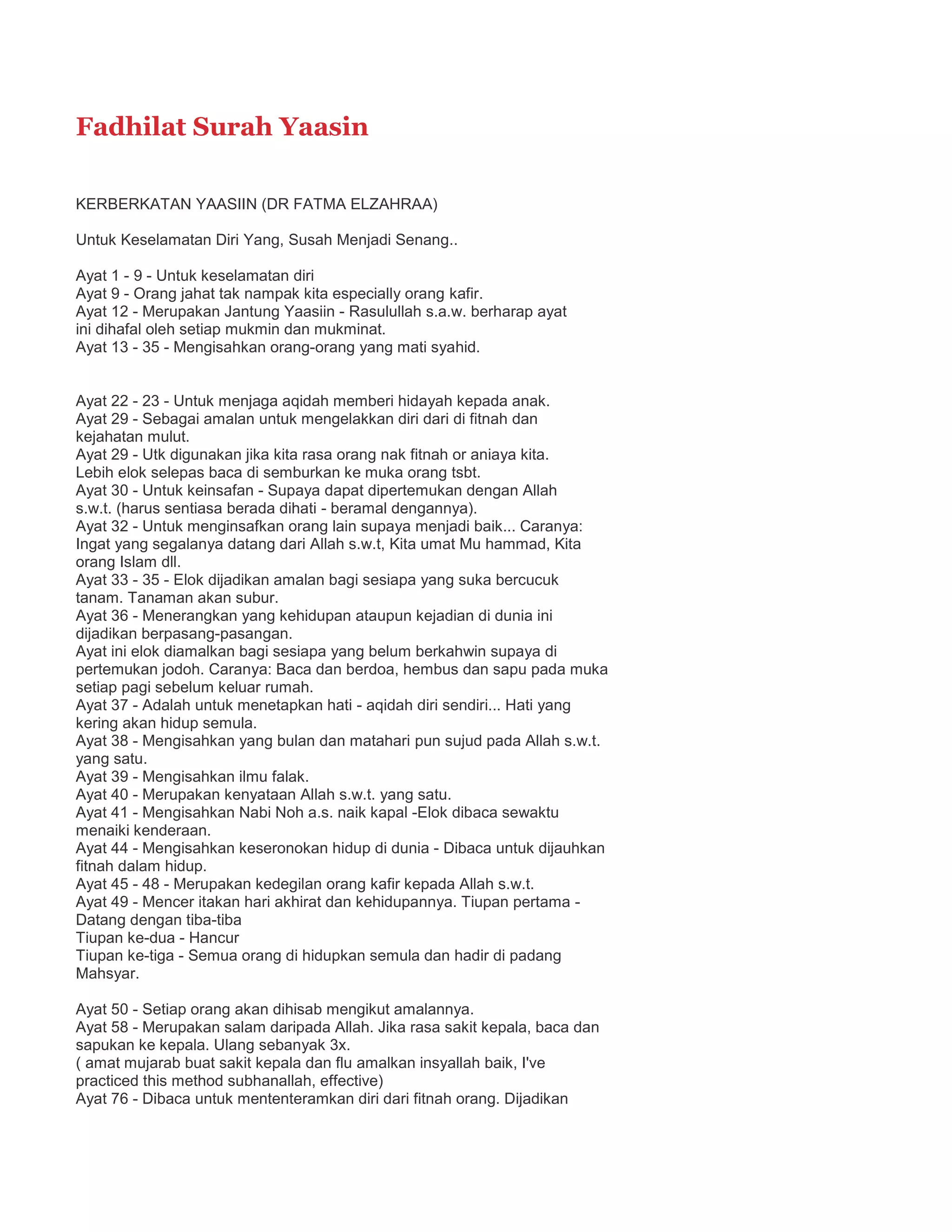 Fadhilat al quran | DOCX