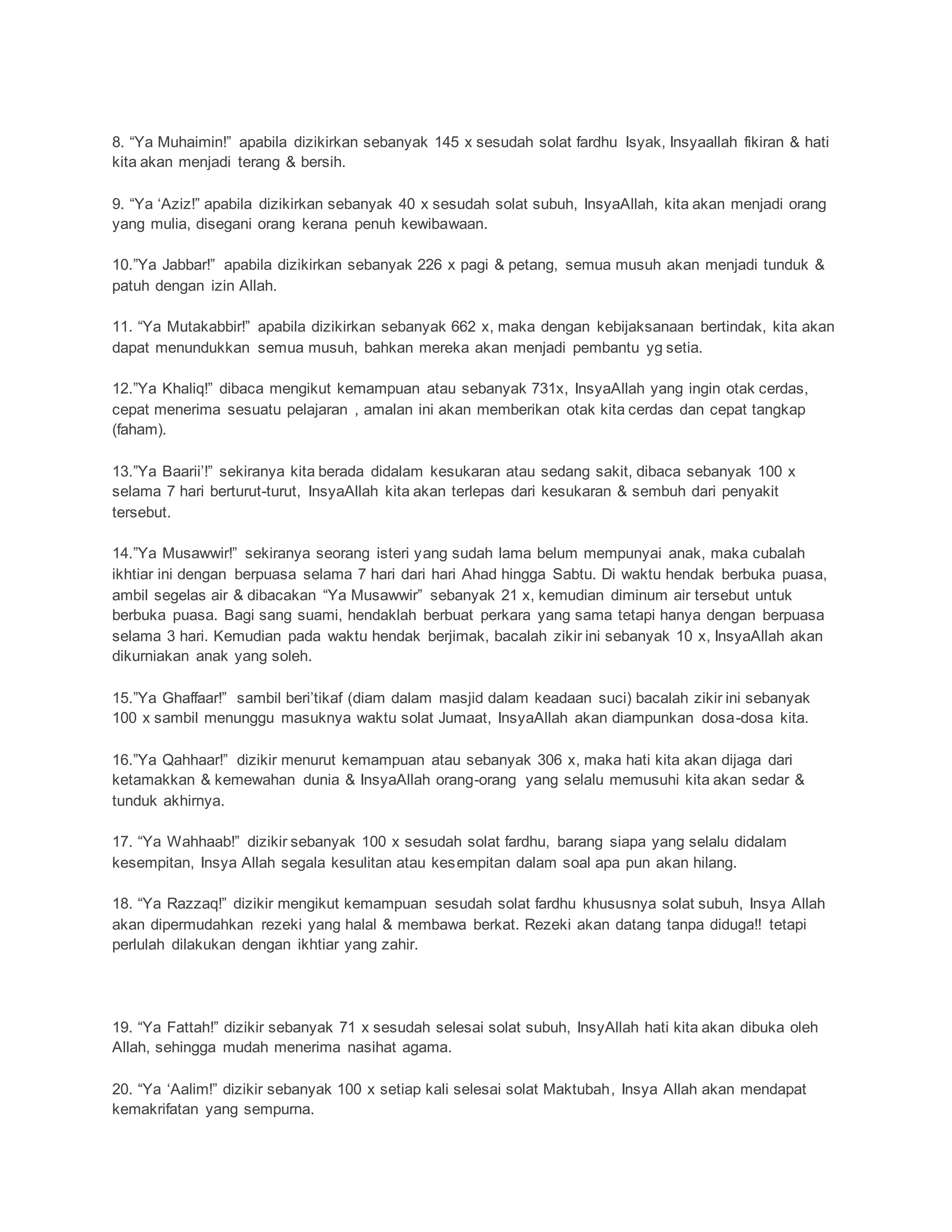 Fadhilat asma ul husna | DOCX