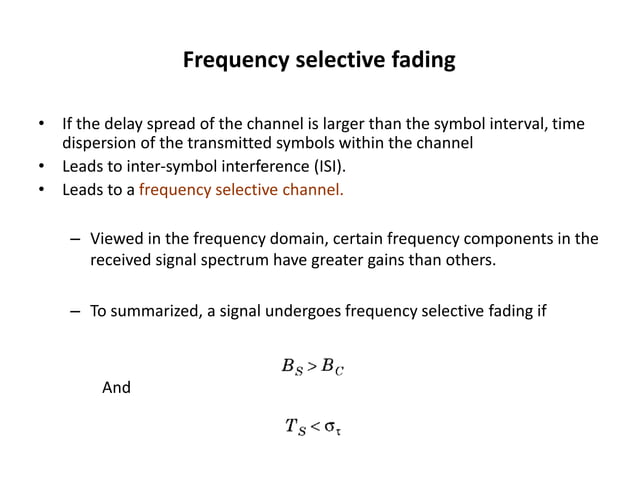 Fading in wireless communication.ppt | Computer Networking | Computing