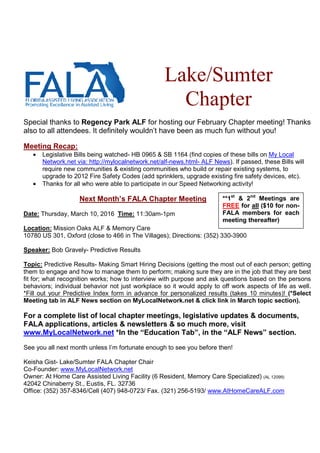 Lake-Sumter FALA Chapter- February ALF News | PDF