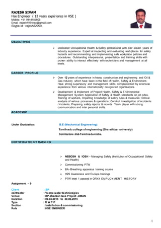 12Yrs HSE Engr Rajesh | PDF
