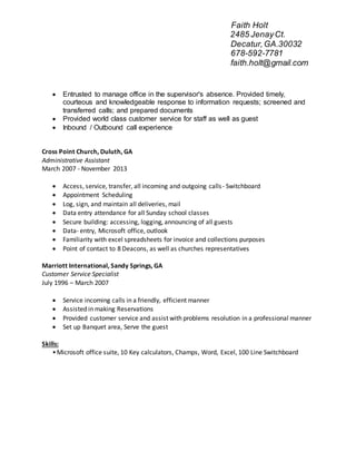 Faith Holt's Resume 2016 (4) | DOCX
