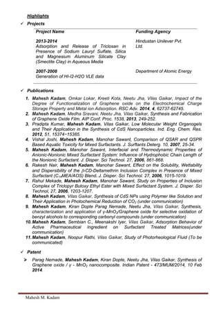 Mahesh M. Kadam CV | PDF | Chemistry | Science