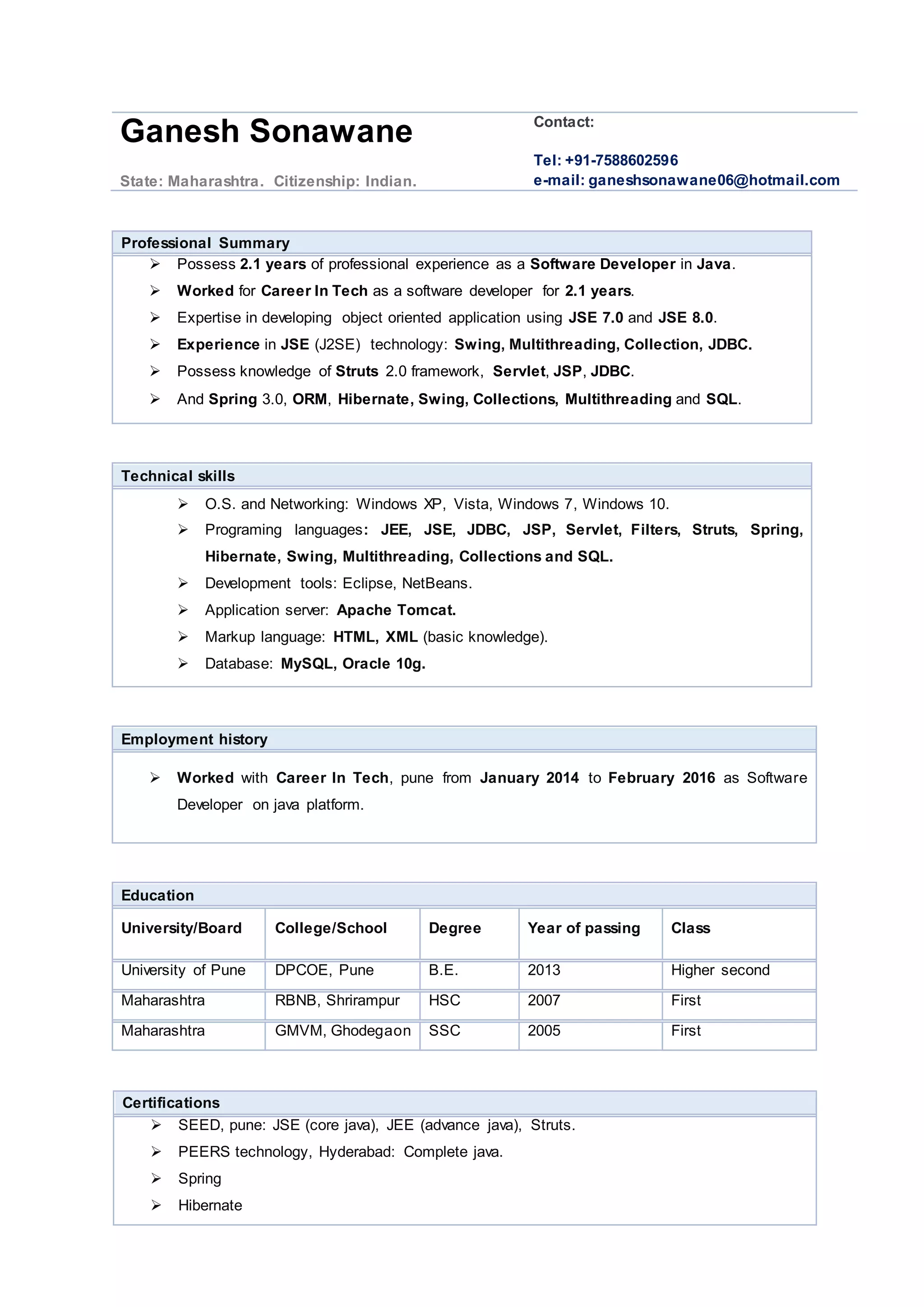 Ganesh Sonawane Resume CIT | DOCX
