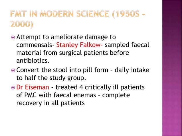 Faecal microbiota transplantation | PPTX