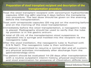 Faecal transplantation for the treatment of c. defficle associated ...