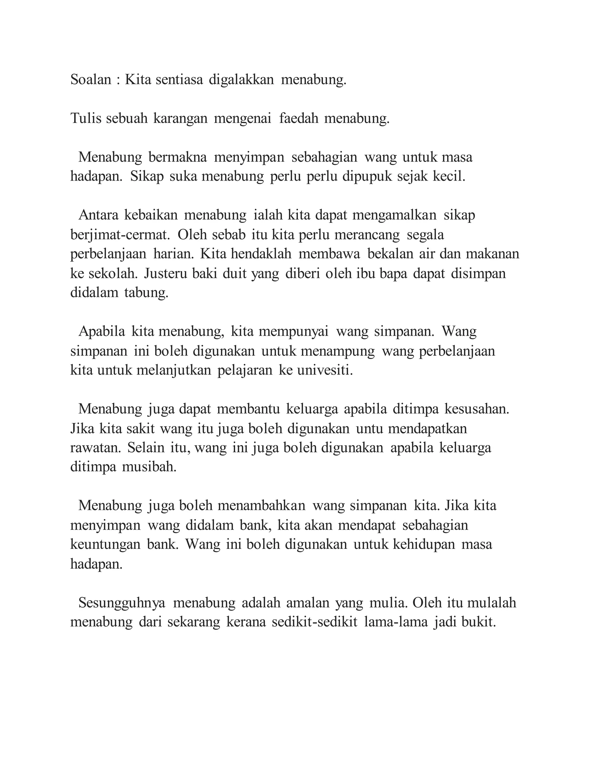 Faedah menabung | DOCX
