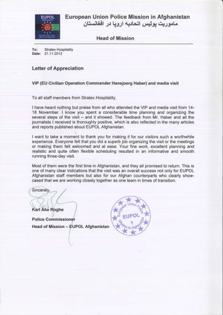 letter of apprication HQ EUPOL | PDF