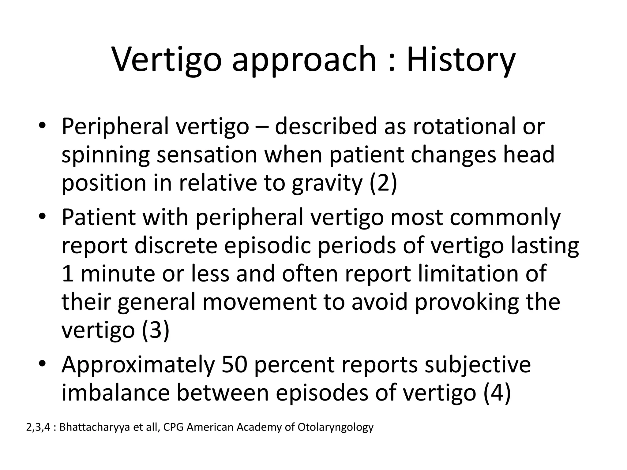 Approach to Dizziness and Vertigo in Emergency Department | PPTX