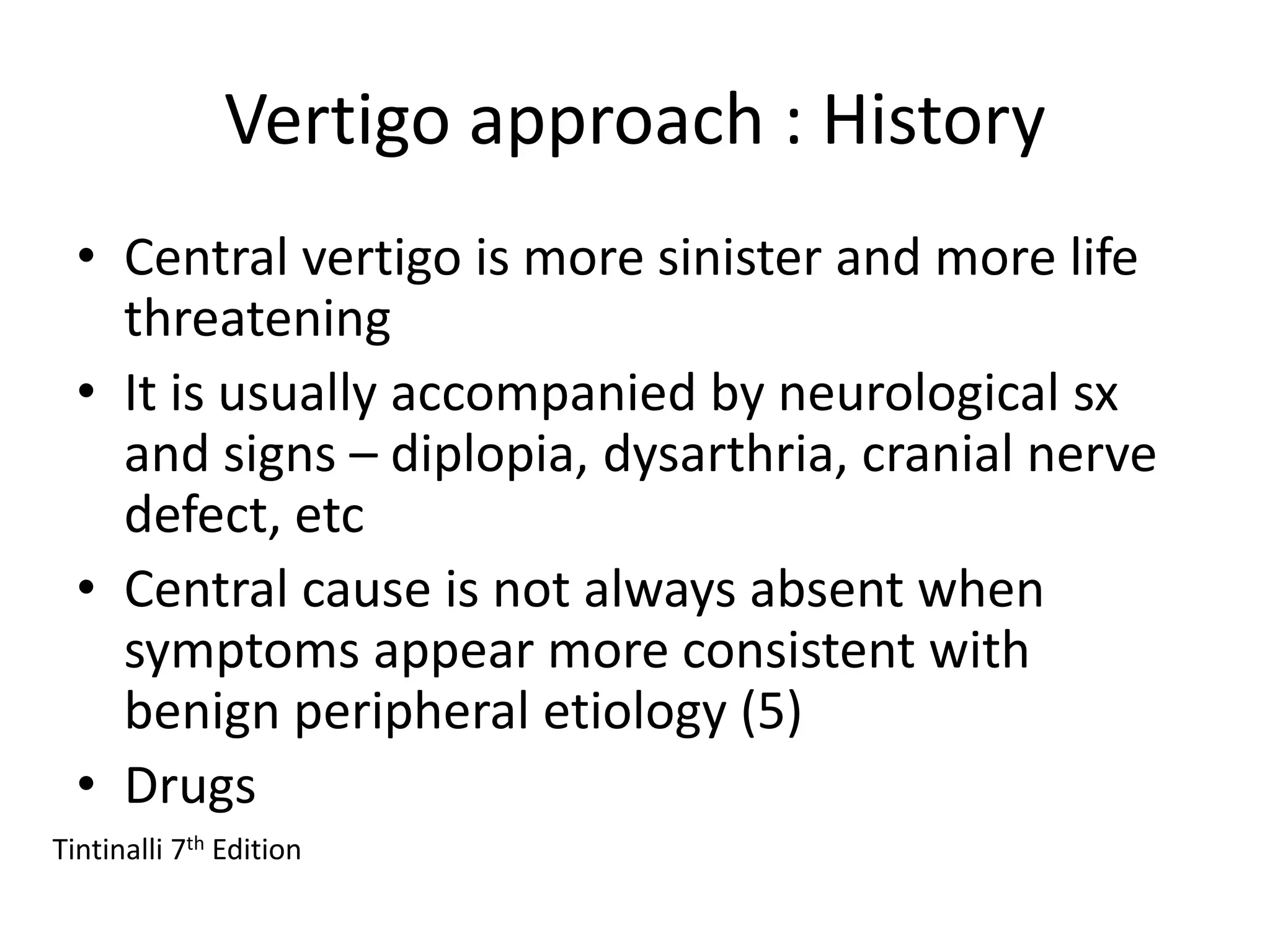 Approach to Dizziness and Vertigo in Emergency Department | PPTX