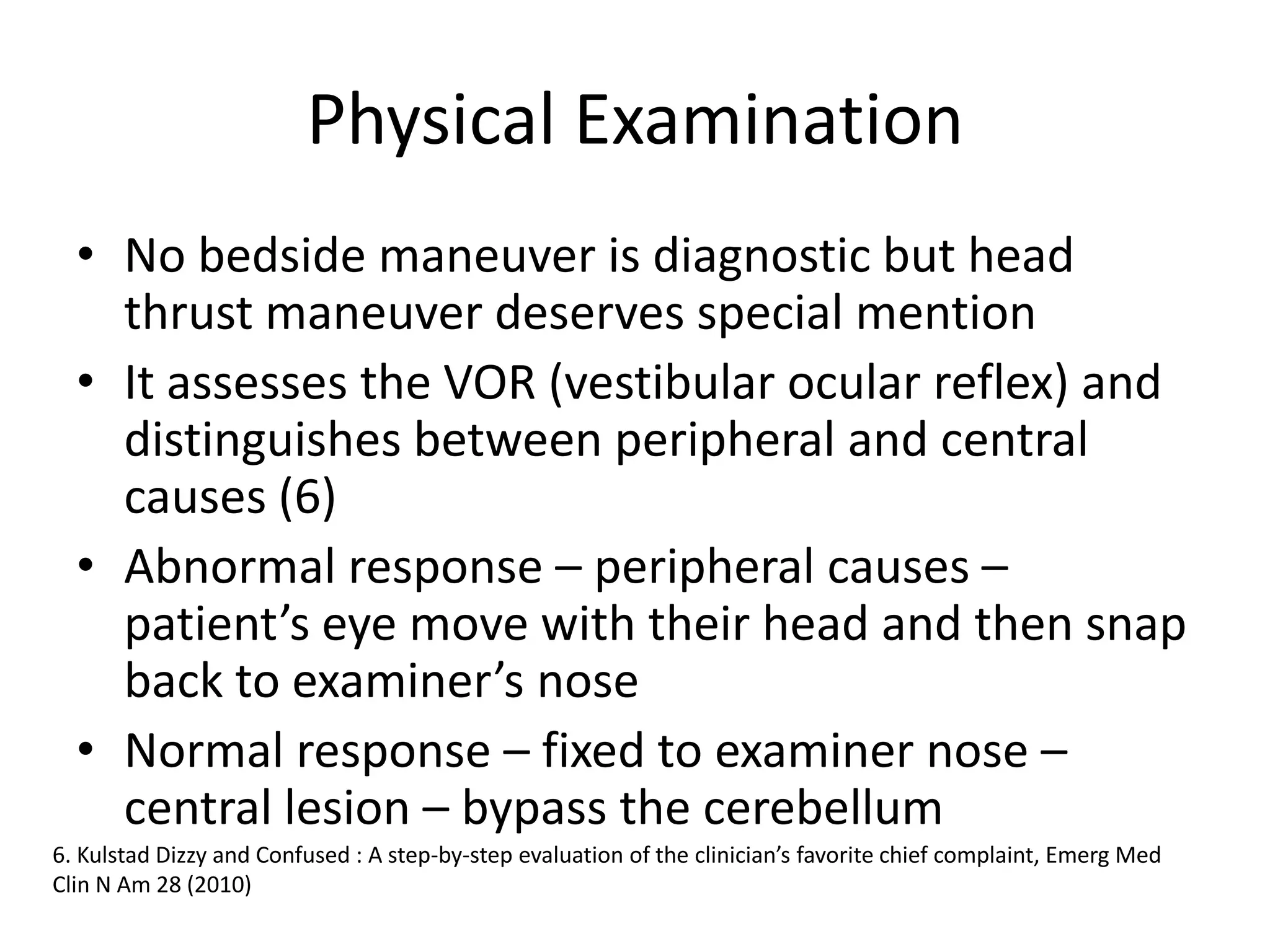 Approach to Dizziness and Vertigo in Emergency Department | PPTX