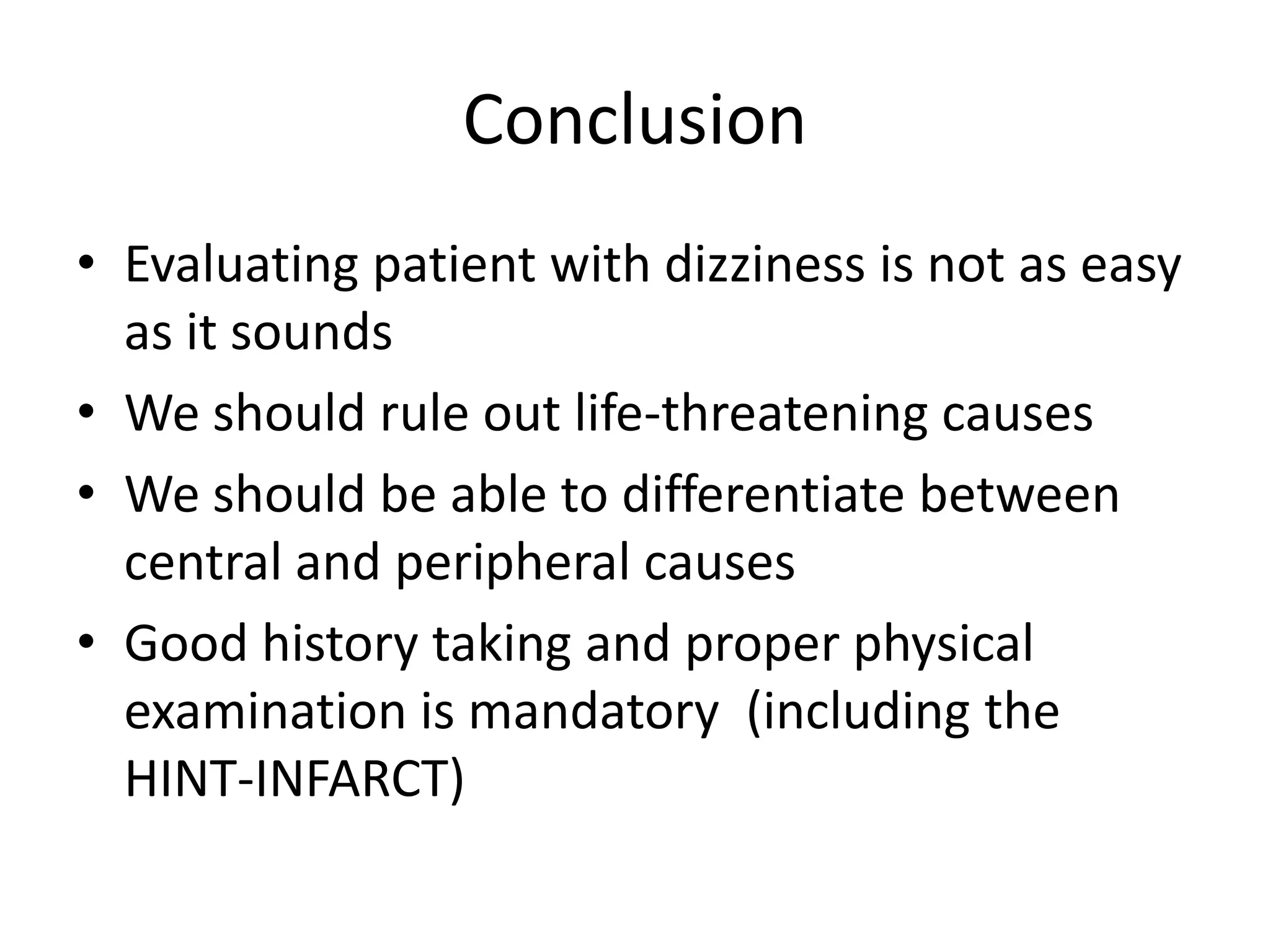 Approach to Dizziness and Vertigo in Emergency Department | PPTX