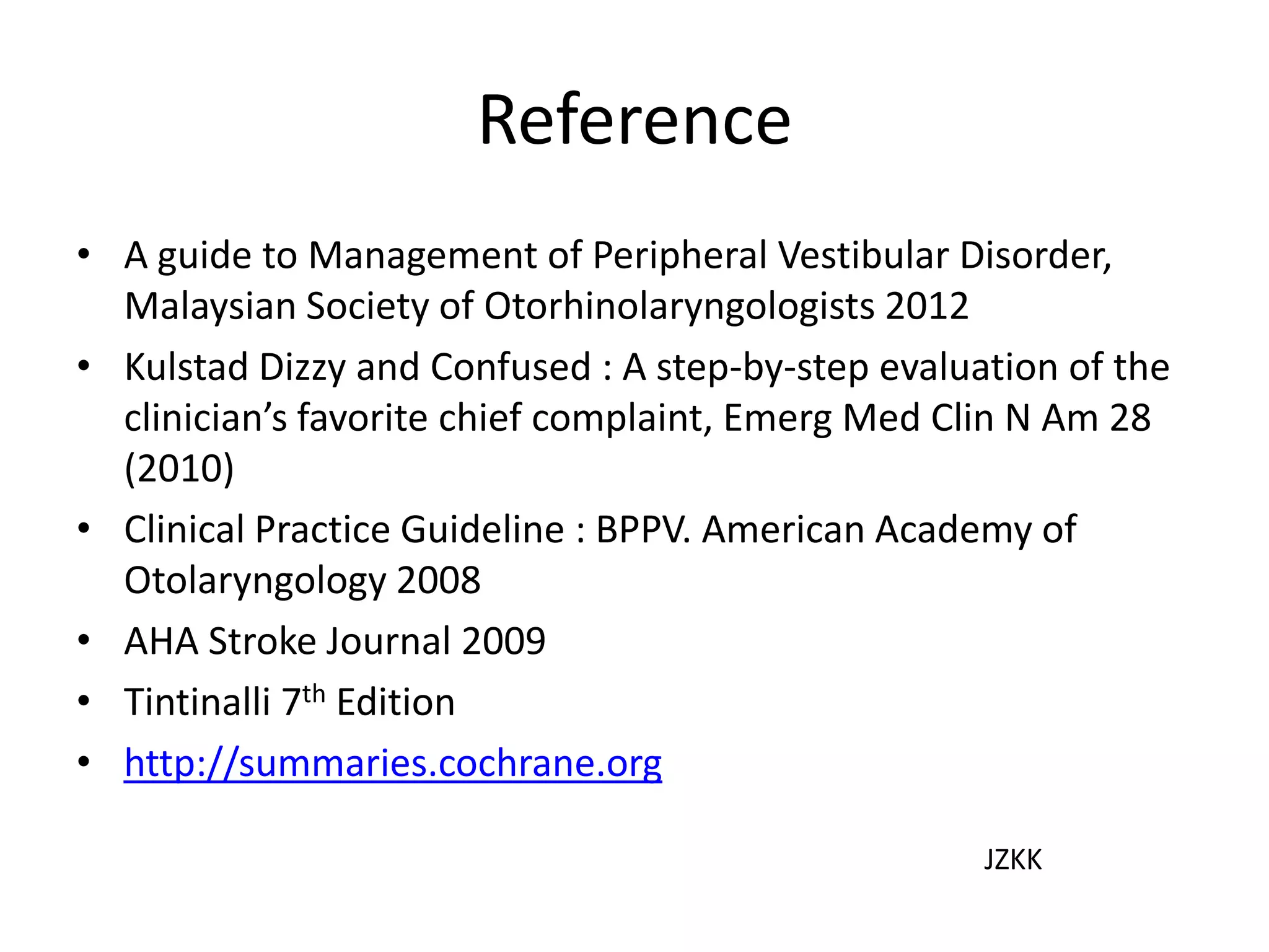 Approach to Dizziness and Vertigo in Emergency Department | PPTX