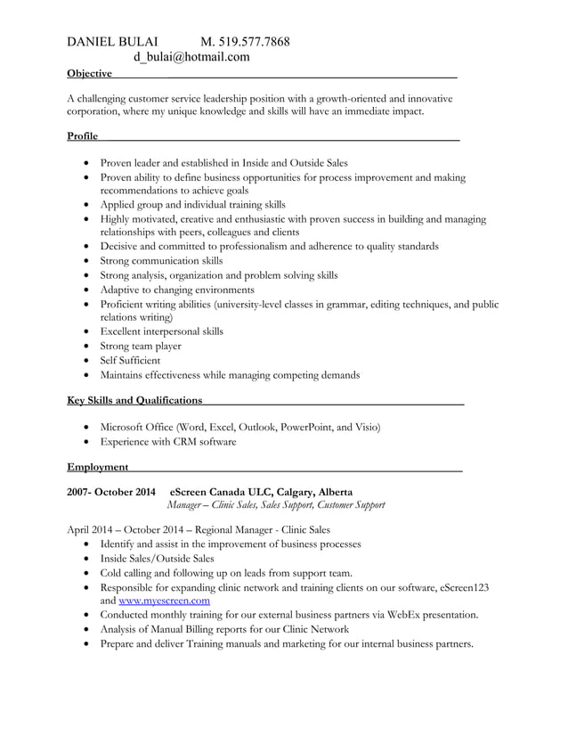 Daniel Bulai - Resume doc | DOC | Resume Writing and Advice | Job Search