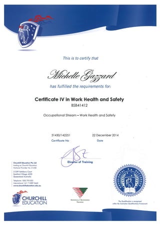 Cert IV Work Heath and Safety | PDF