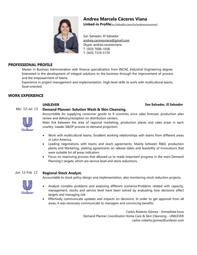CV Andrea Cáceres. Ingles | PDF | Business Administration | Business