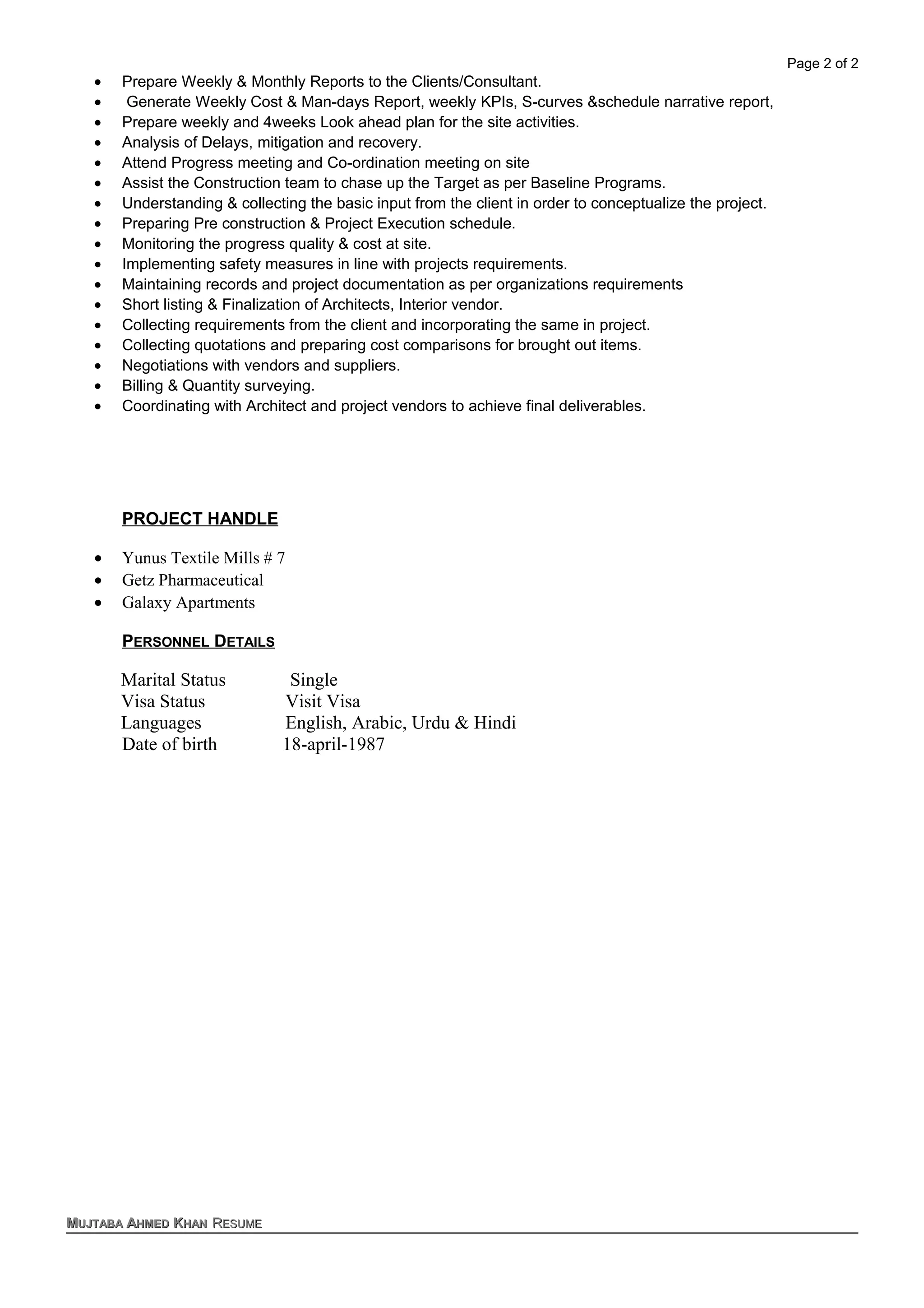 Mujtaba Ahmed Khan Resume (2) | DOC