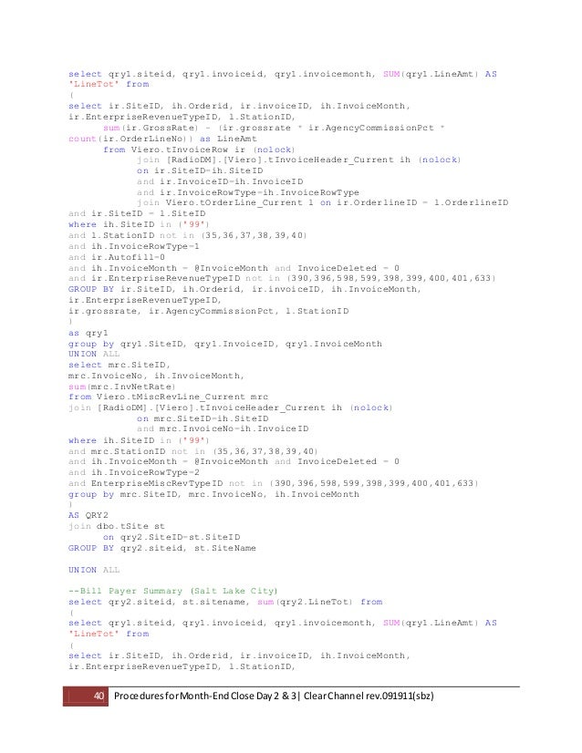 PROCEDURE FOR MONTH END DAY 2 & 3 (Final rev 100311)