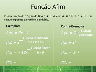 Aula sobre função afim para ensino médio. | PPTX