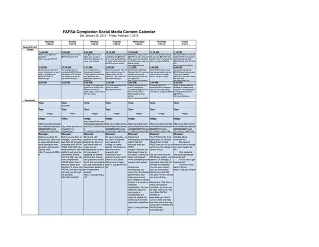 FAFSA Completion Calendar 1/26 - 2/1 | PPT