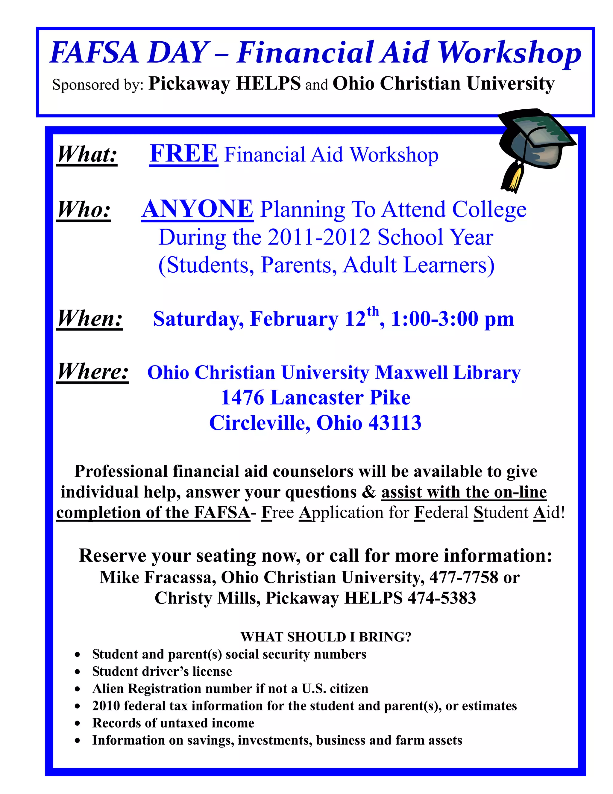 Fafsa Day flyer 2011 | PDF | Student Financial Aid | Financial Assistance