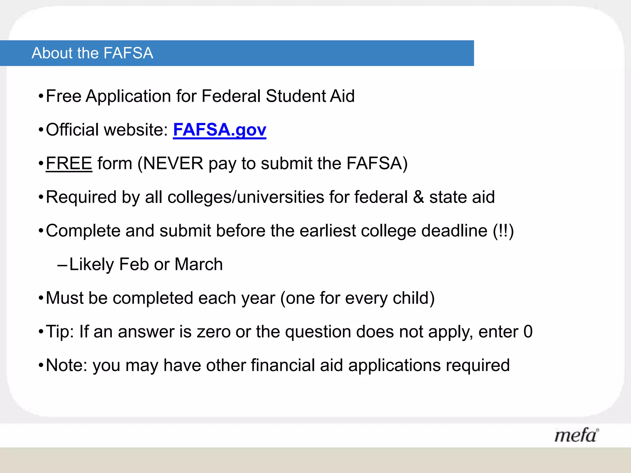 FAFSA Step-by-Step Slideshare | PPTX