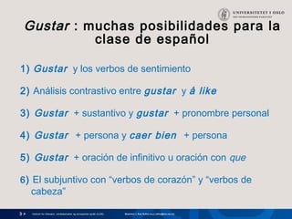 Verbet gustar. Gustar para estudiantes noruegos | PPT