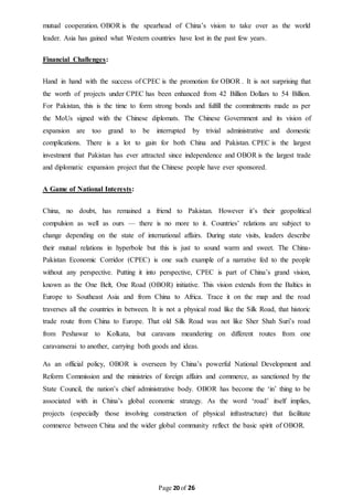 CPEC: OBOR (One Belt One Road) | PDF