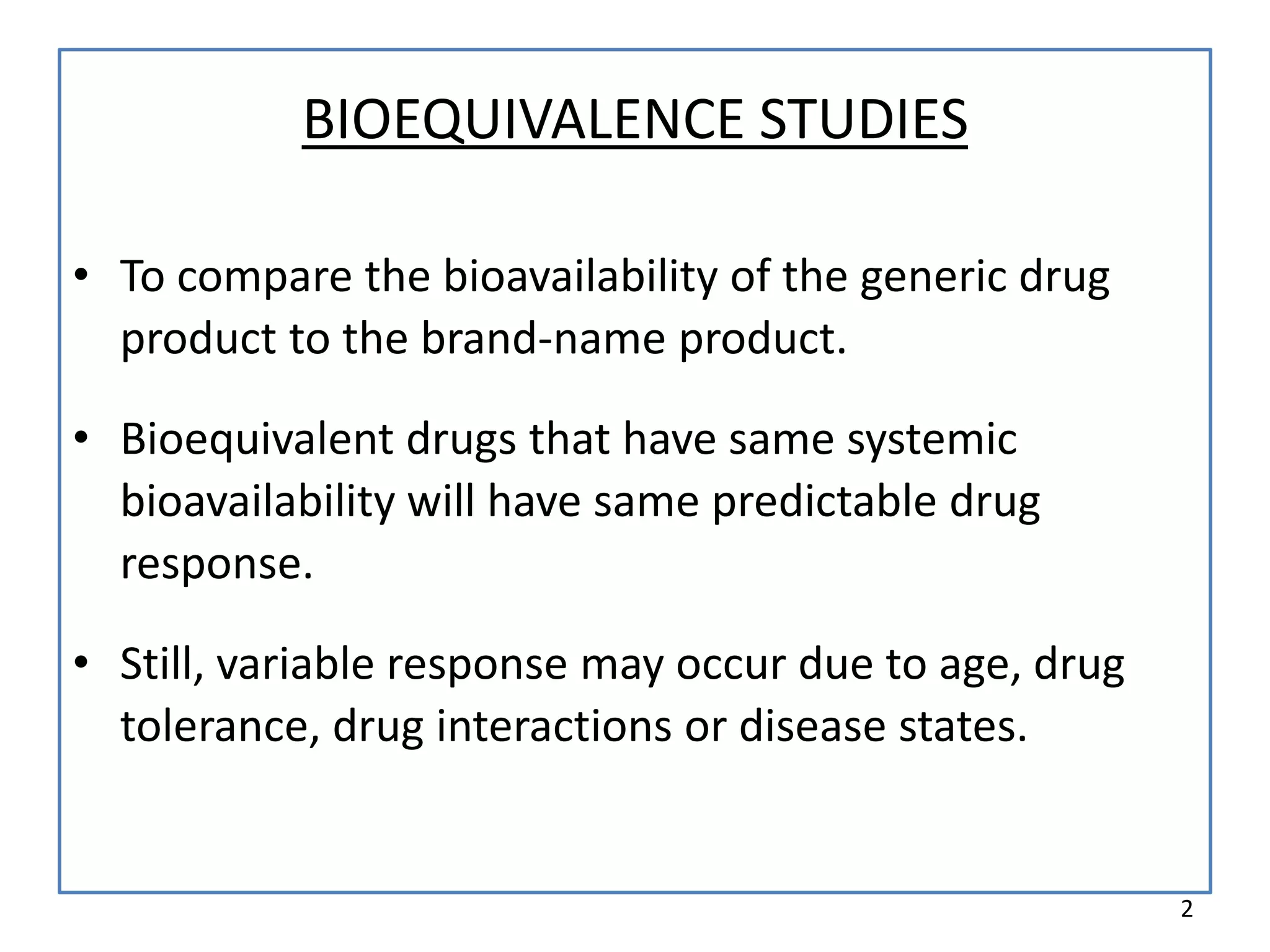 Bioequivalence Studies | PPTX