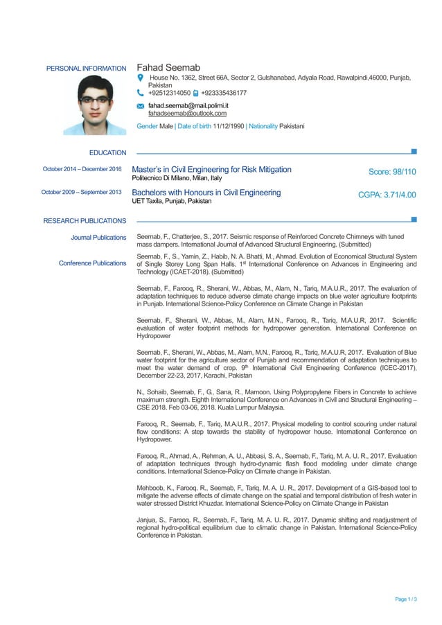 Fahad seemab Research Curriculum Vitae | PDF