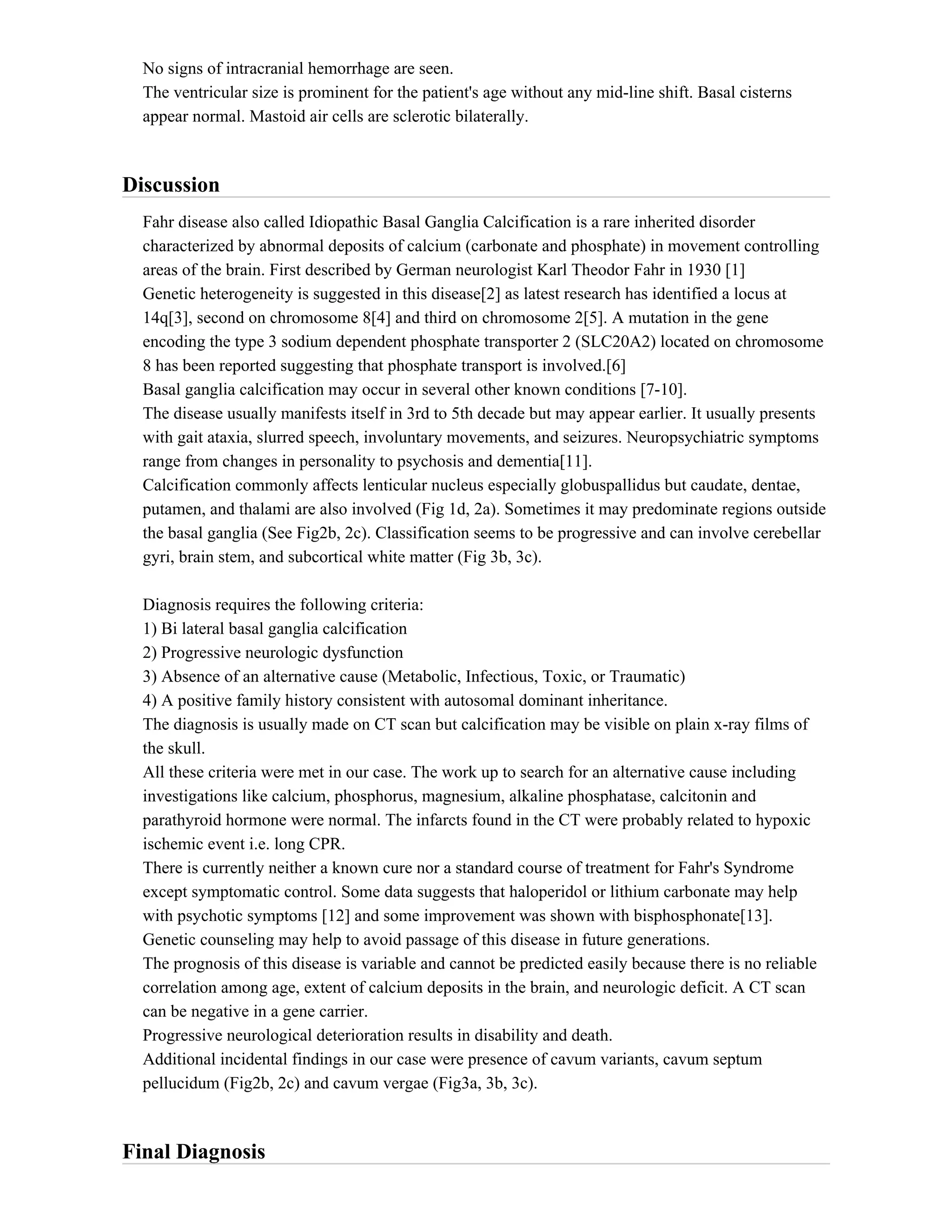 Fahr disease with congenital cavum variants | PDF