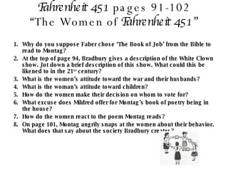 Fahrenheit 451 Part Ii Questions 97 2003 | PPT