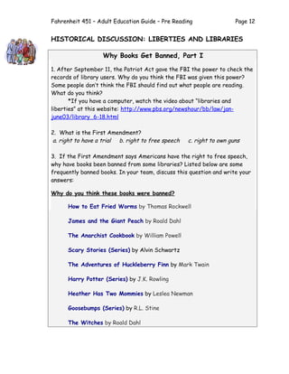 Fahrenheit 451 Adult Education Guide 2003 | DOC