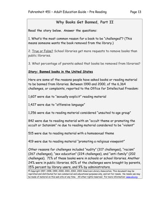 Fahrenheit 451 Adult Education Guide 2003 | DOC