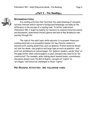 Fahrenheit 451 Adult Education Guide 2003 | DOC