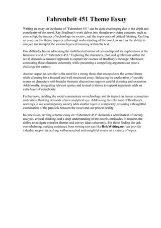 Fahrenheit 451 Theme Essay.pdf